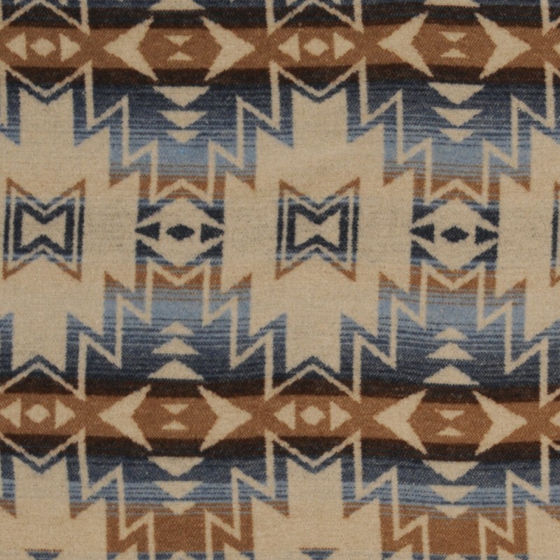 Couverture laine motifs amérindien bleue - Mon Chalet Design